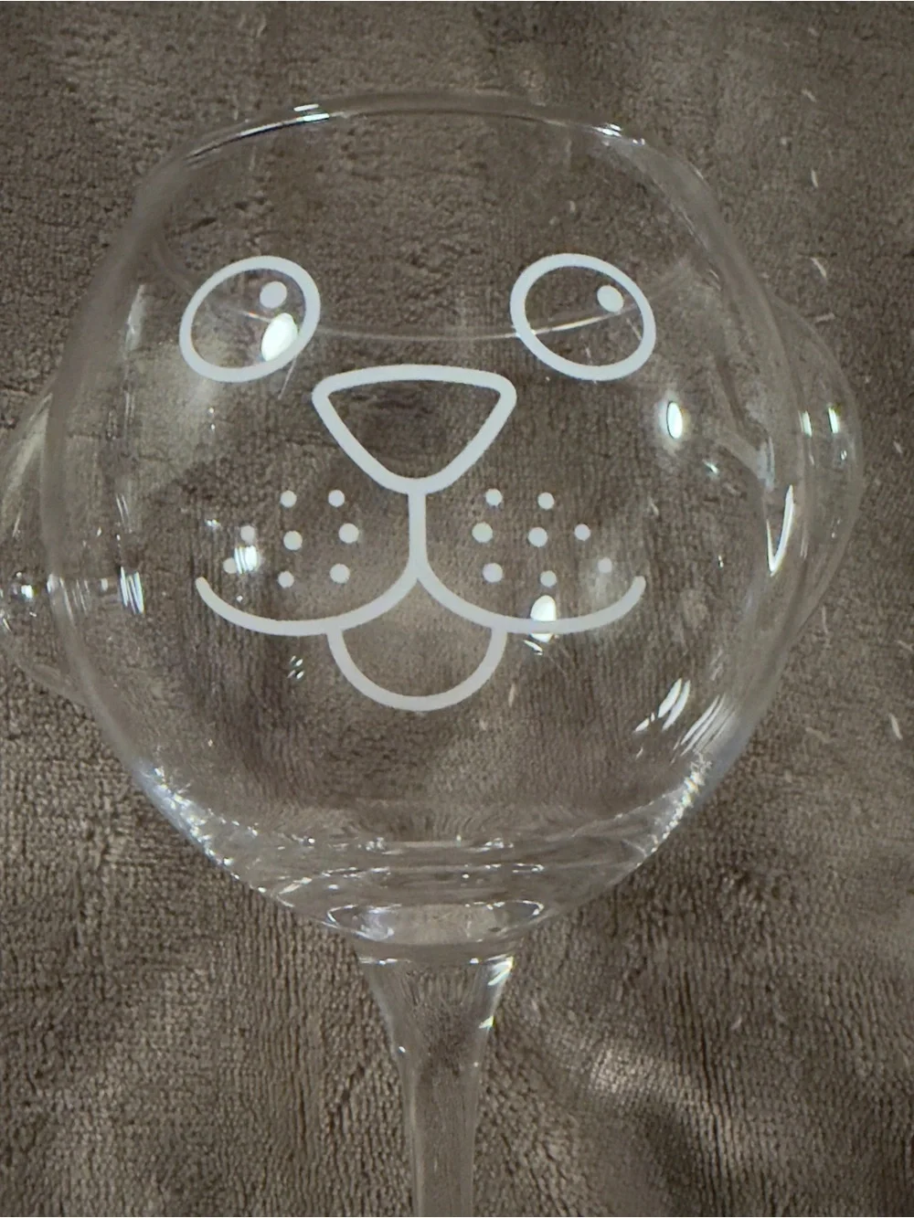 Dining | Clear Glass Stemmed Wine Glass With White Dog Face | Poshmark